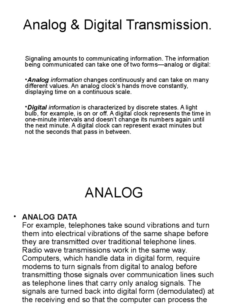 Analog Digital Transmission | PDF | Duplex (Telecommunications) | Multiplexing