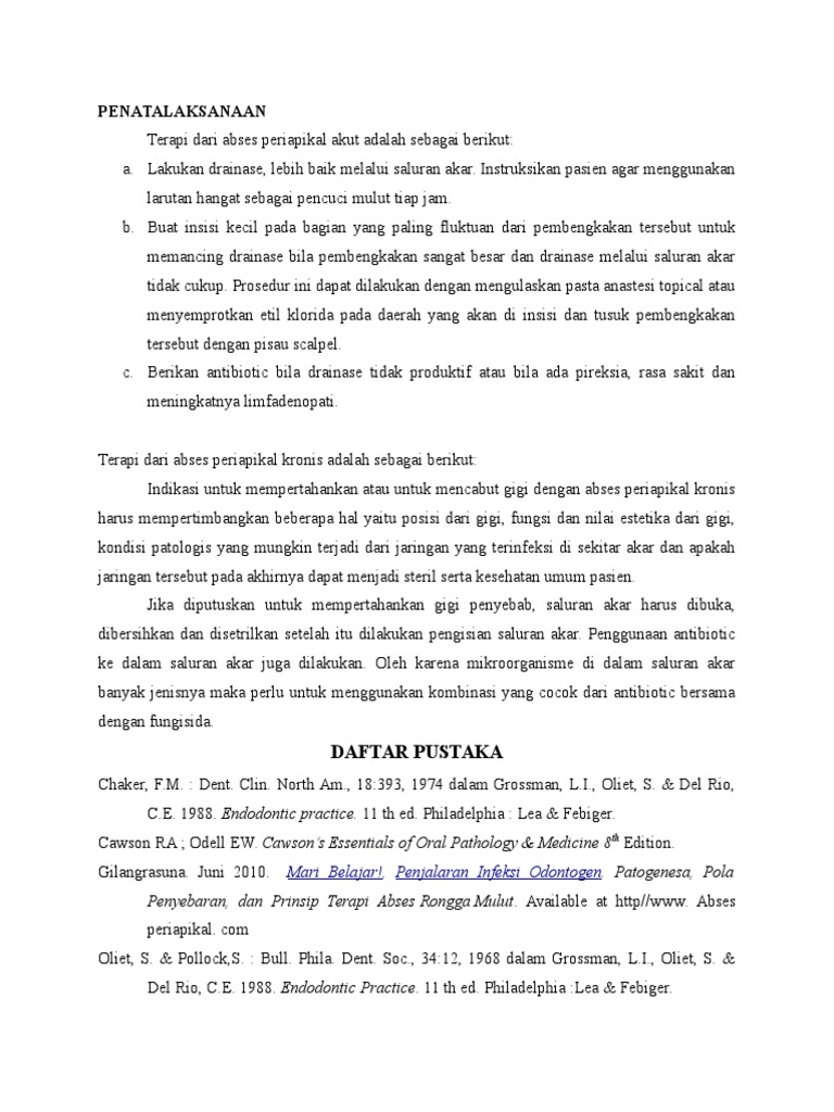 PENATALAKSANAAN Abses Periapikal | PDF