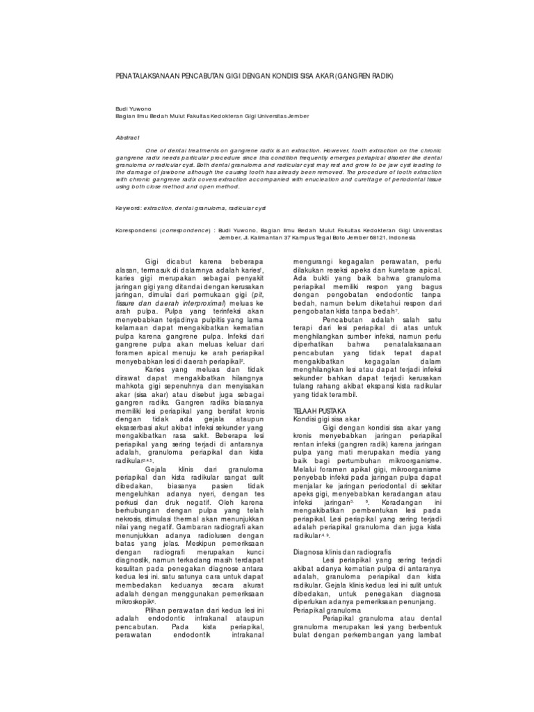 Penanganan Gangren Radix Gigi | PDF