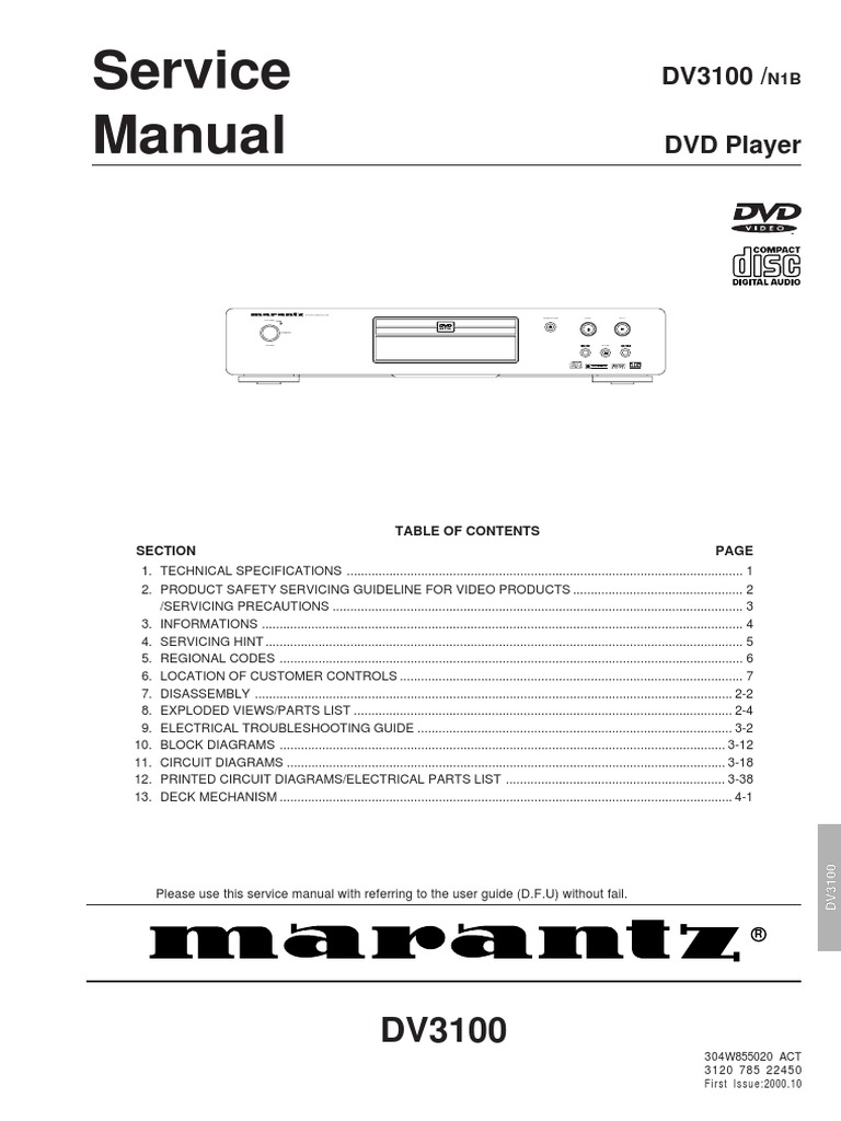 Marantz dv3100 | PDF | Electrical Connector | High Voltage