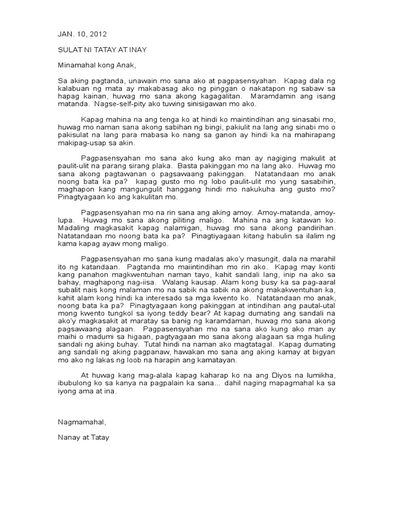 Sulat Ni Tatay at Nanay | PDF