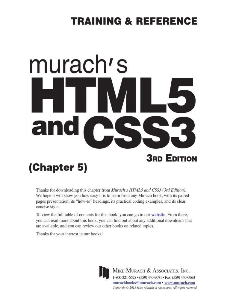 Chapter5book (HTML and Scc3) | PDF | Cascading Style Sheets | Web Page