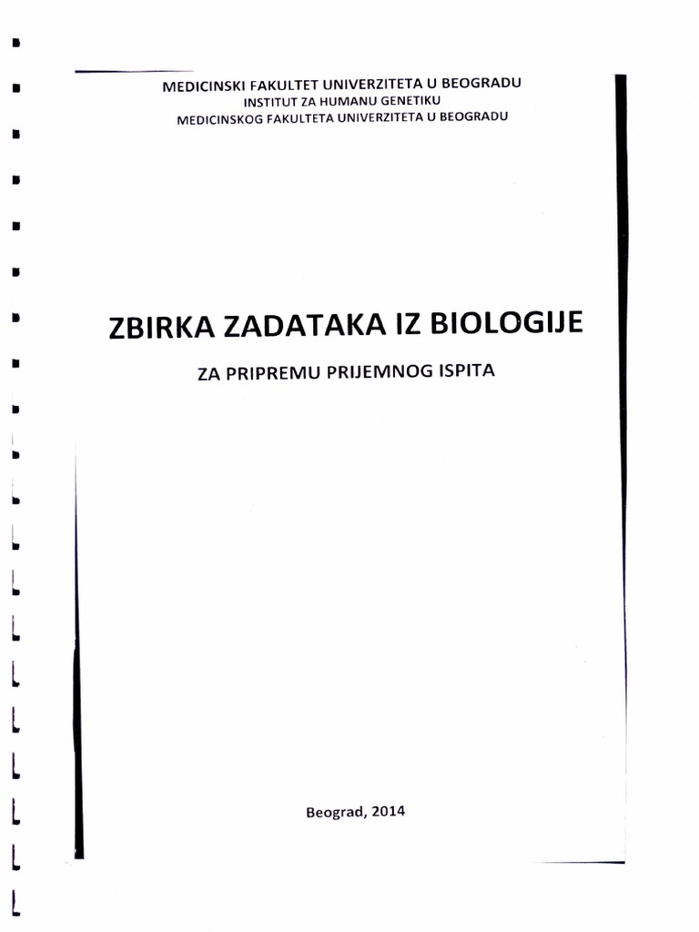 Zbirka Zadataka Iz Biologije - Med Fakultet 2014 | PDF