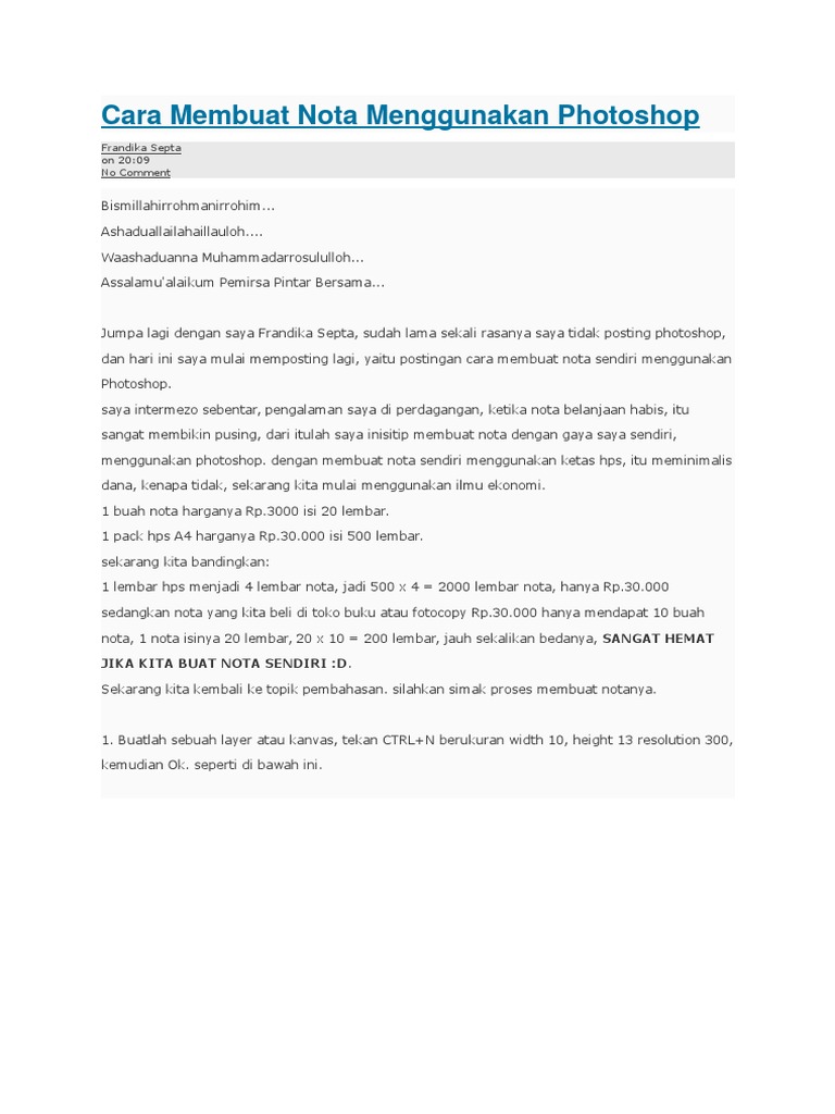 Cara Membuat Nota Menggunakan Photoshop | PDF