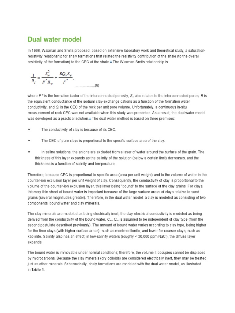 Dual Water Model | PDF | Porosity | Chemistry