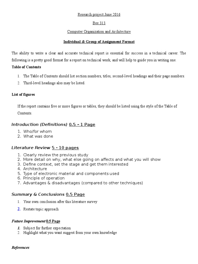 Individual & Group of Assignment Format: Introduction (Definitions) 0.5 ...