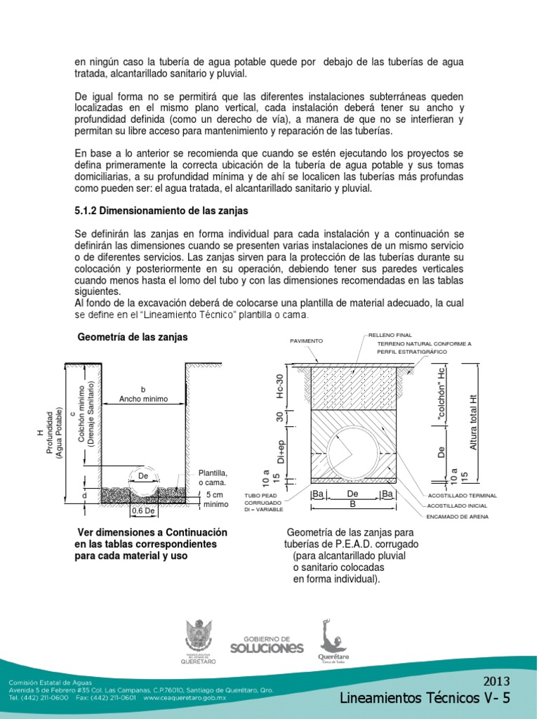 Dimensionamientos de Zanjas, Relleno Minimos | PDF | Excavación ...