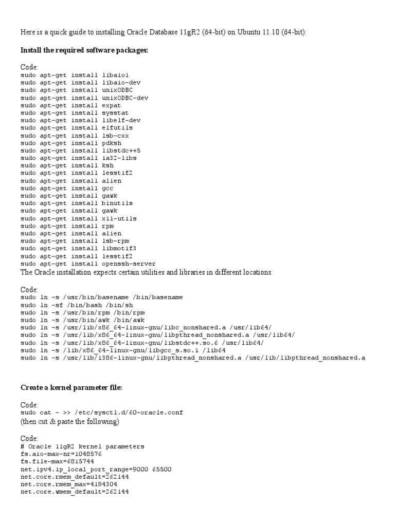 QUICK GUIDE To Installing Oracle Database 11gR2 - PART1 | PDF ...