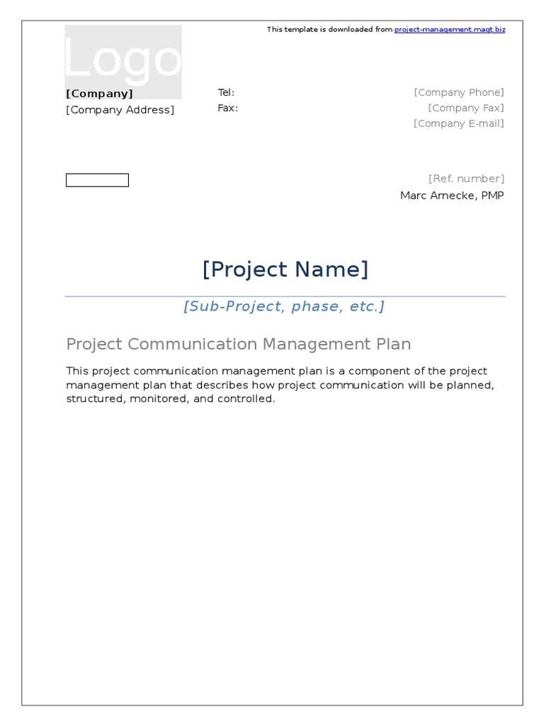 Communication Management Plan Template | PDF | Filename | Computer File