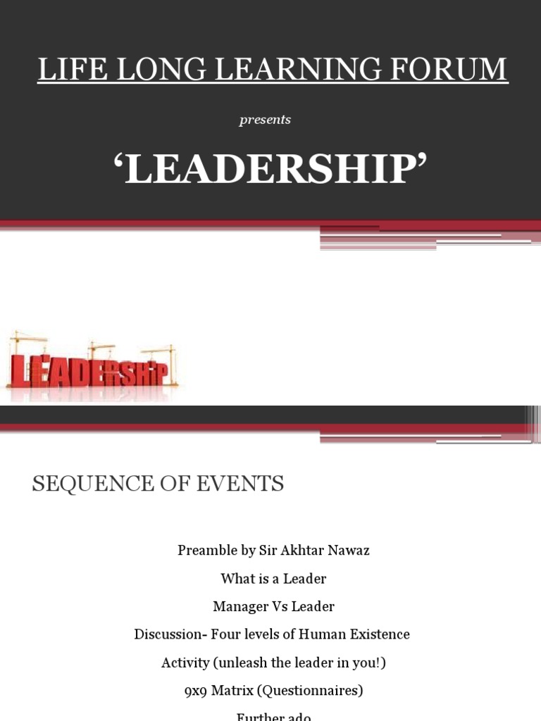 Life Long Learning Forum: Leadership' | PDF | Career & Growth | Self ...