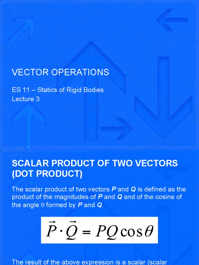 Lecture 3 - Vector Operations PDF | PDF | Euclidean Vector | Angle