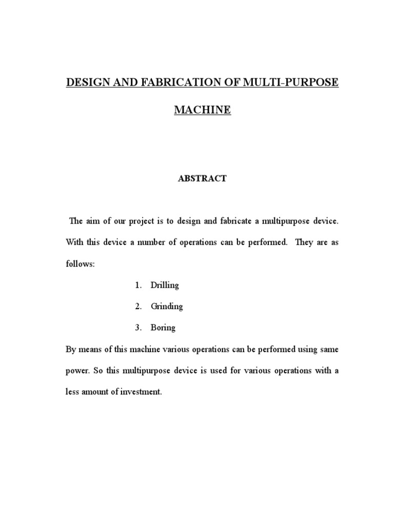 MULTI-PURPOSE MACHINE report.doc | Drilling | Grinding (Abrasive Cutting)