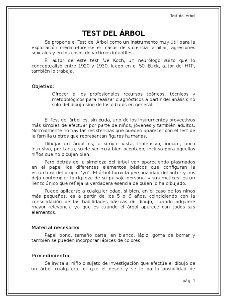 Test Del Árbol | PDF | Dibujo | Arboles