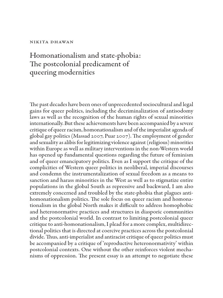 Dhawan-Homonationalism and State Phobia PDF | PDF | Queer Theory ...