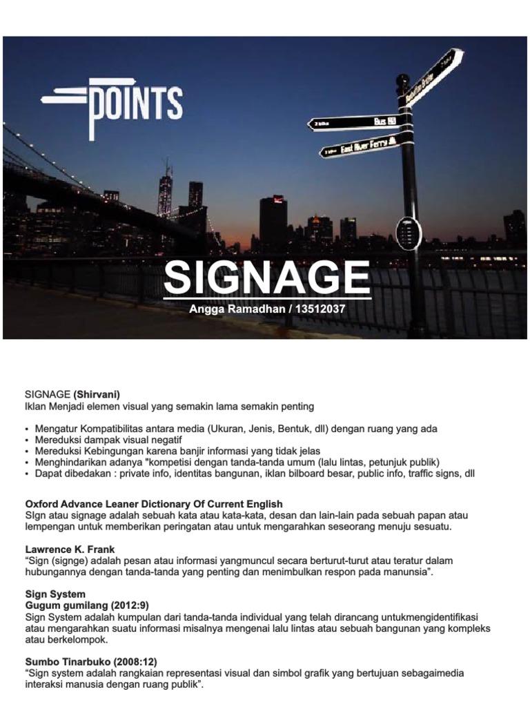 Jenis dan Fungsi Signage dalam Ruang Publik | PDF | Karier & Perkembangan