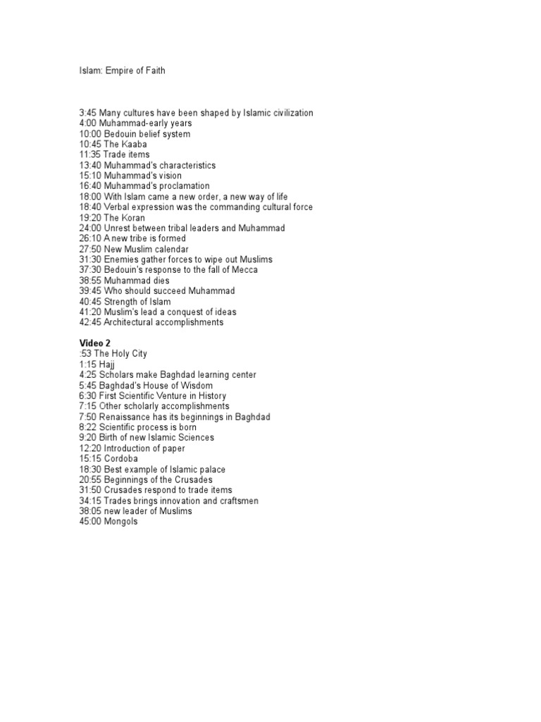 Islam Empire of Faith Notes | PDF | Muhammad | Abrahamic Religions