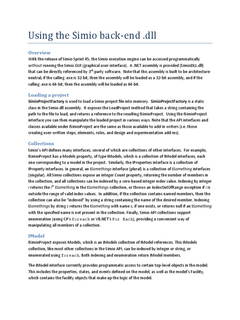 Simio API | PDF | Application Programming Interface | Data Type