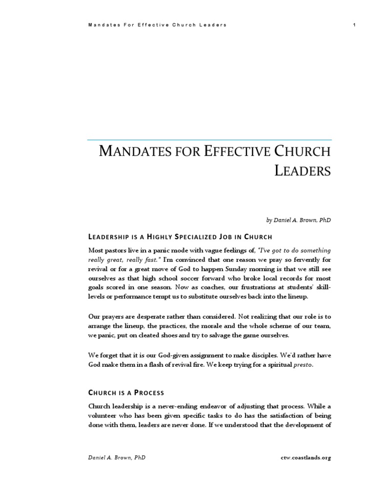 Mandates For Effective Church Leaders | PDF | Leadership ...