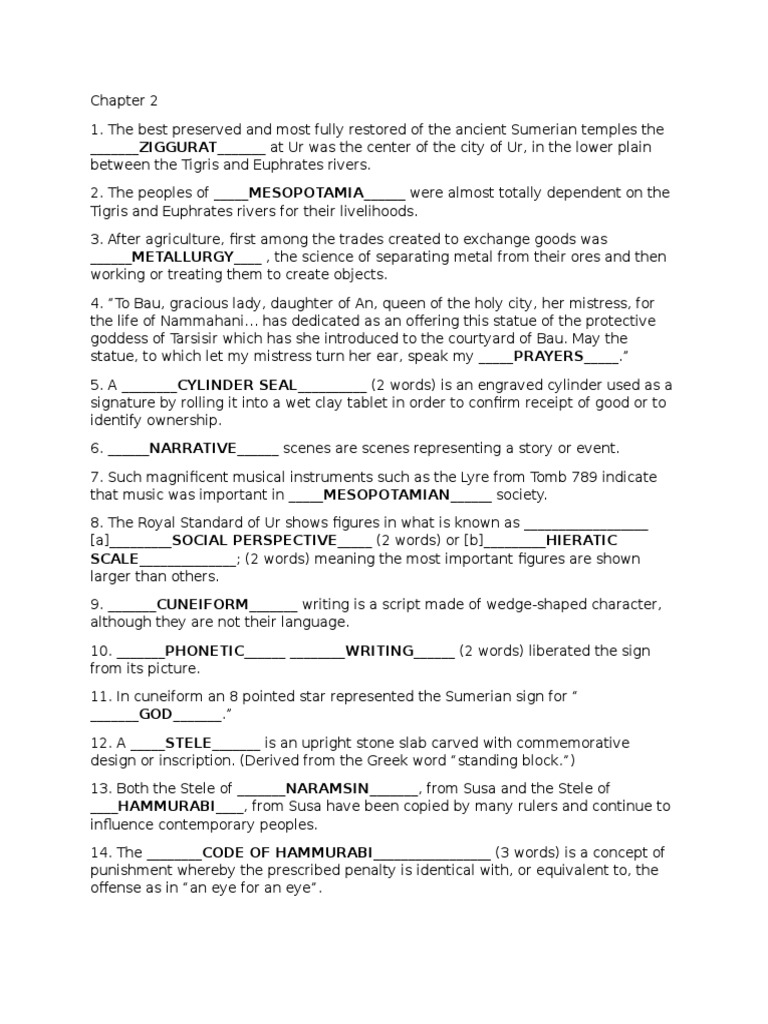 Chapter 2 Study Guide | PDF | Ur | Epic Of Gilgamesh