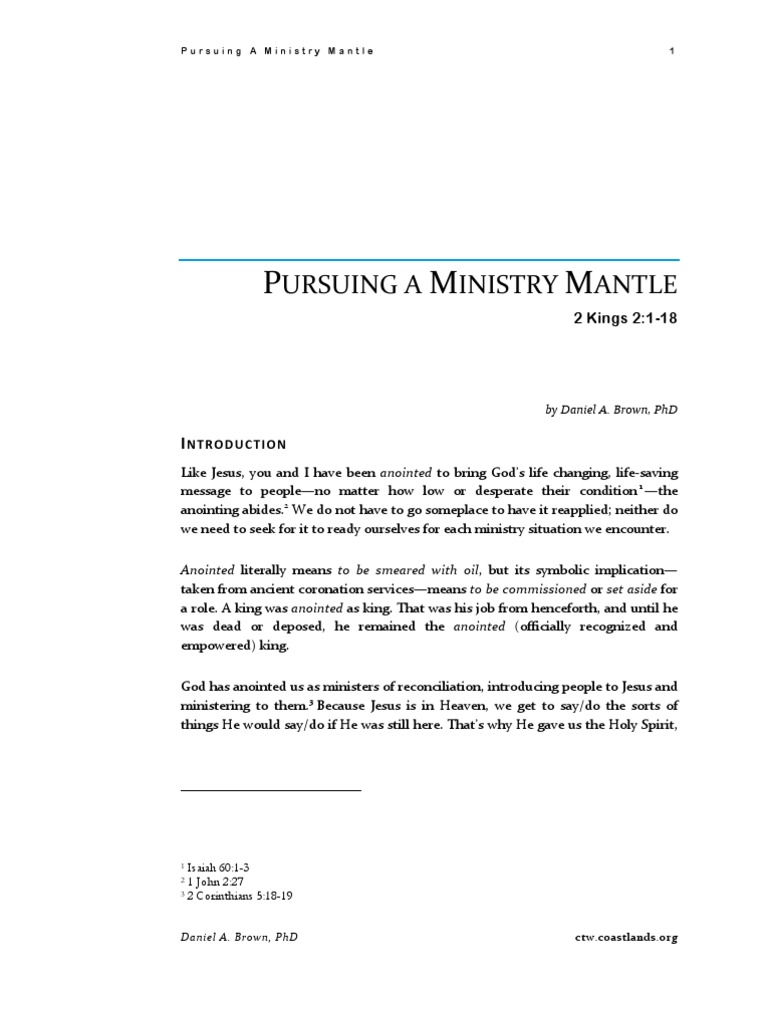 Pursuing A Ministry Mantle | PDF | Anointing | Elijah