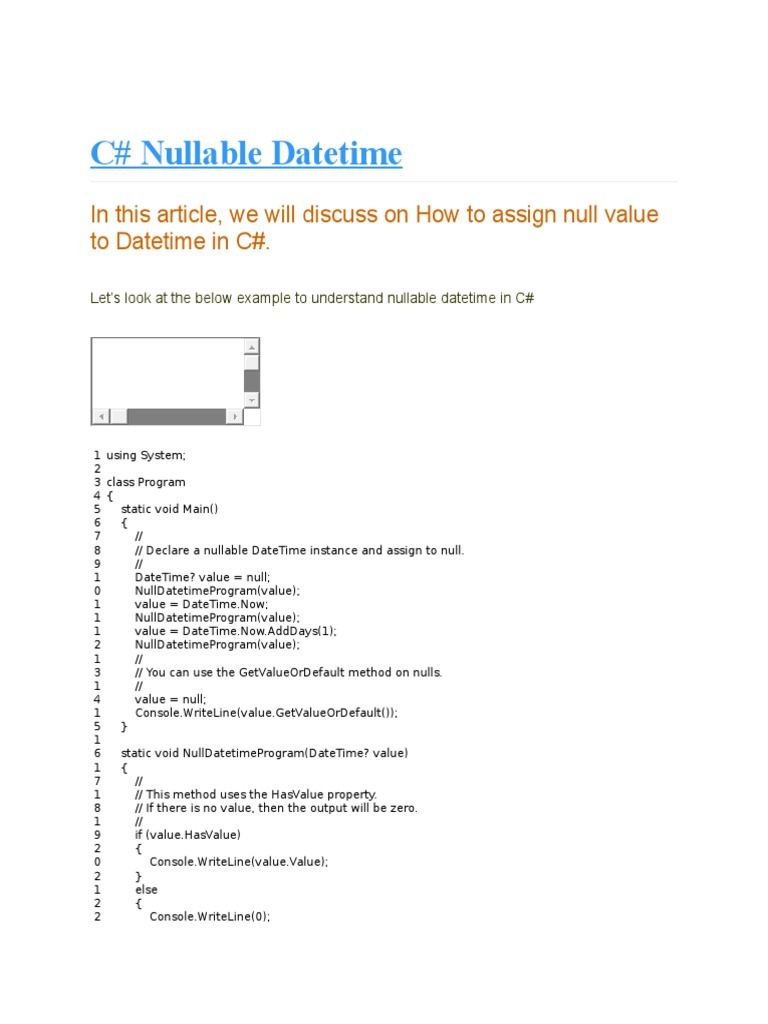 C# Nullable Datetime | PDF