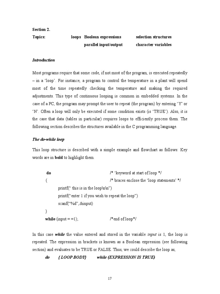 Section 2 Topics Loops Boolean Expressions Selection Structures 9513