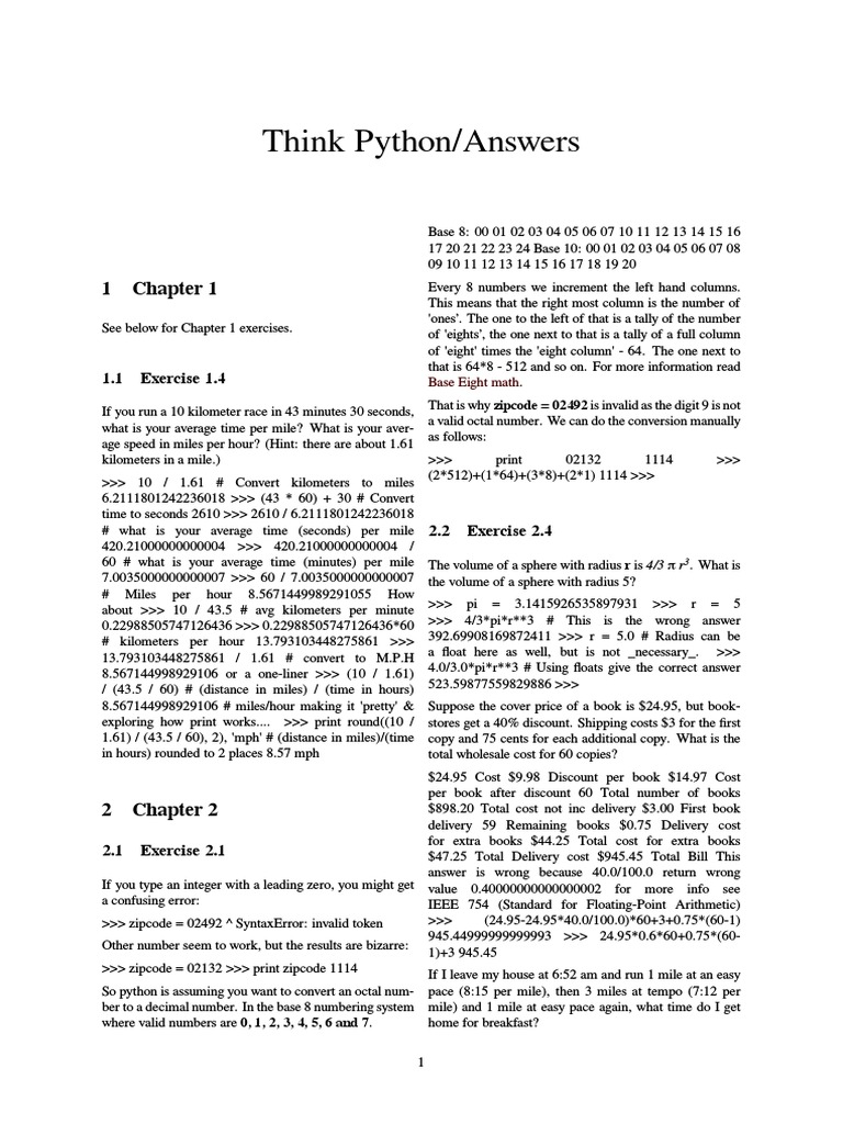 Think Python/Answers | PDF | Teaching Mathematics