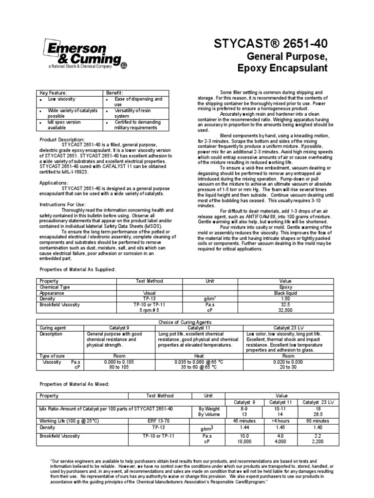 E & C Stycast 2651-40 PDF | PDF