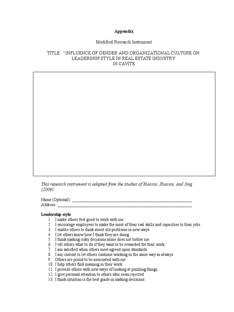 Questionnaire | PDF | Leadership | Organizational Culture