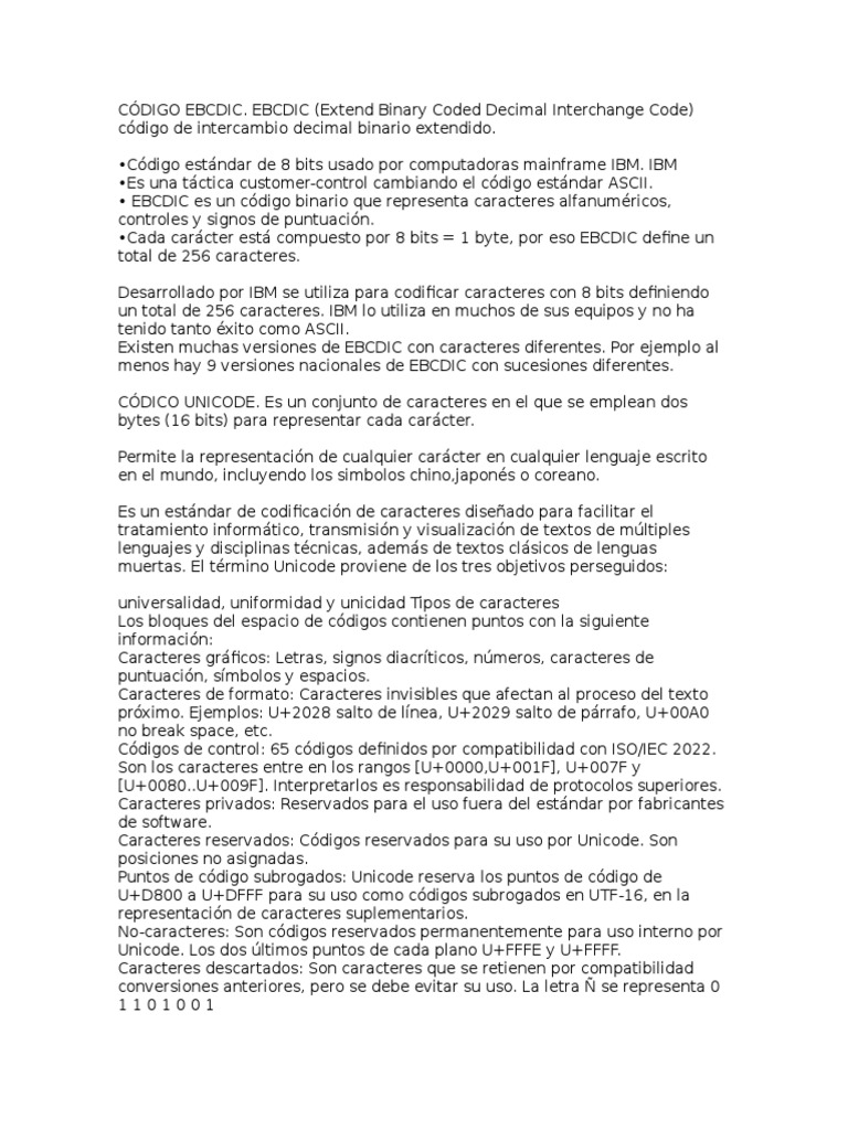 Código Ebcdic | PDF | Ebcdic | Ascii