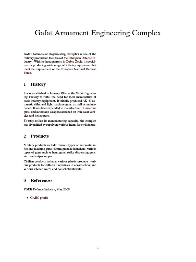 Gafat Armament Engineering Complex | PDF