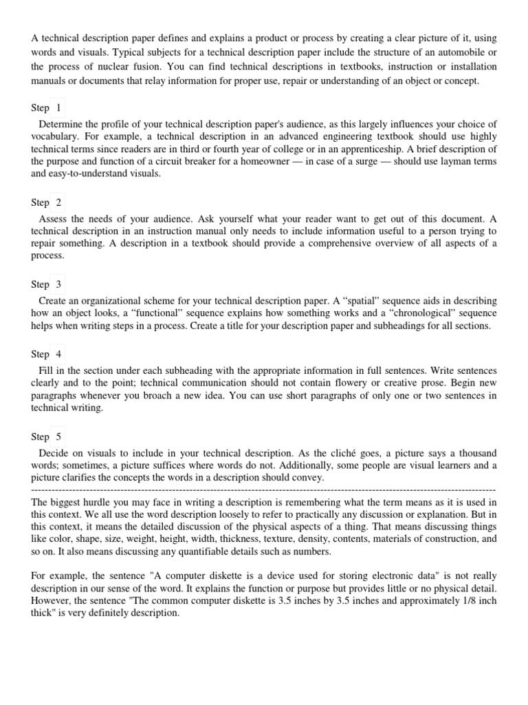 Technical Description | PDF | Flashlight | Technical Communication