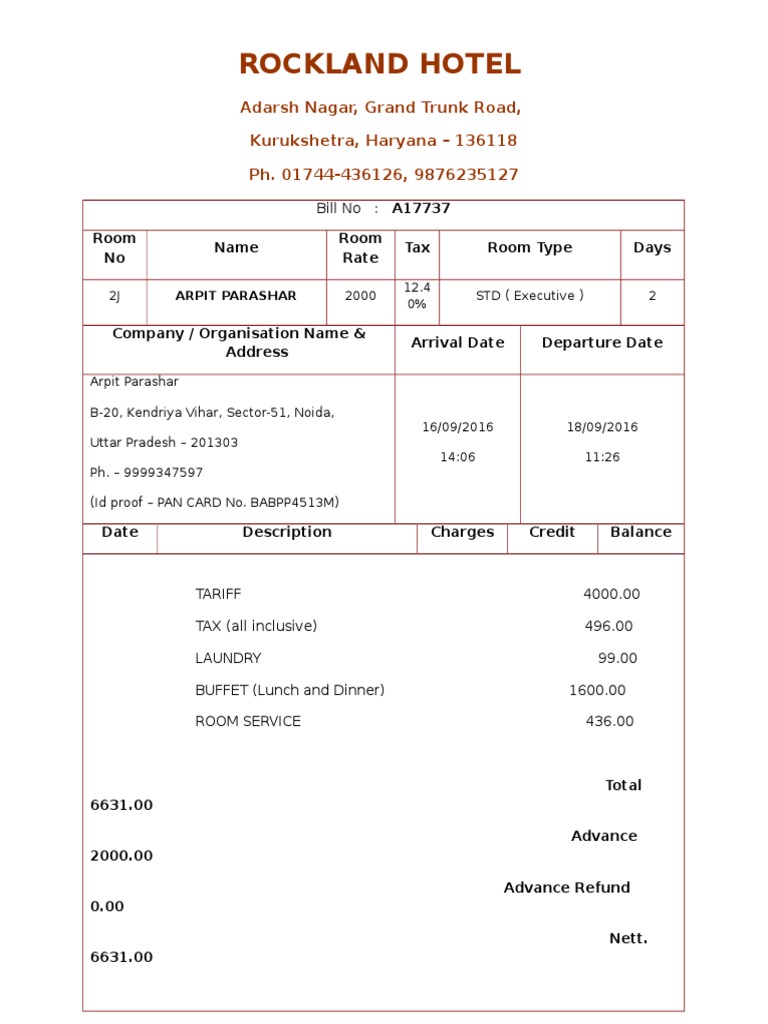 Hotel Bill | PDF