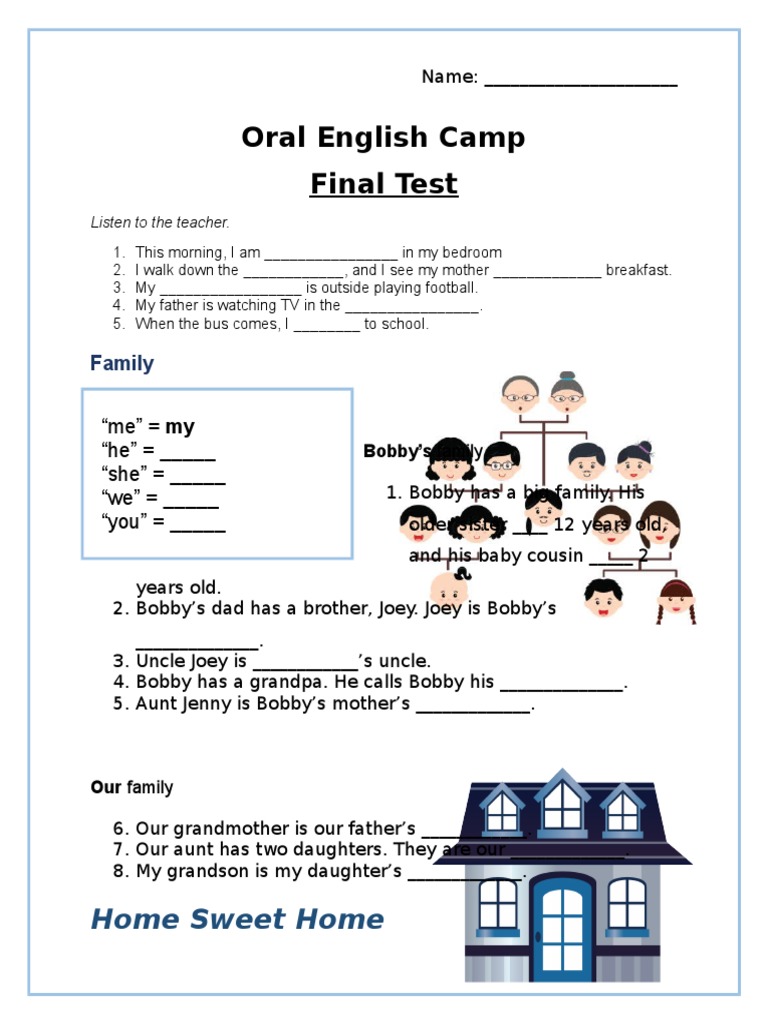 Level 1 English Test for Kids | PDF