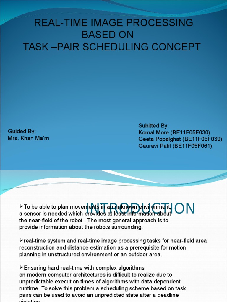 Real-Time Image Processing Based On Task - Pair Scheduling Concept | PDF | Scheduling (Computing ...