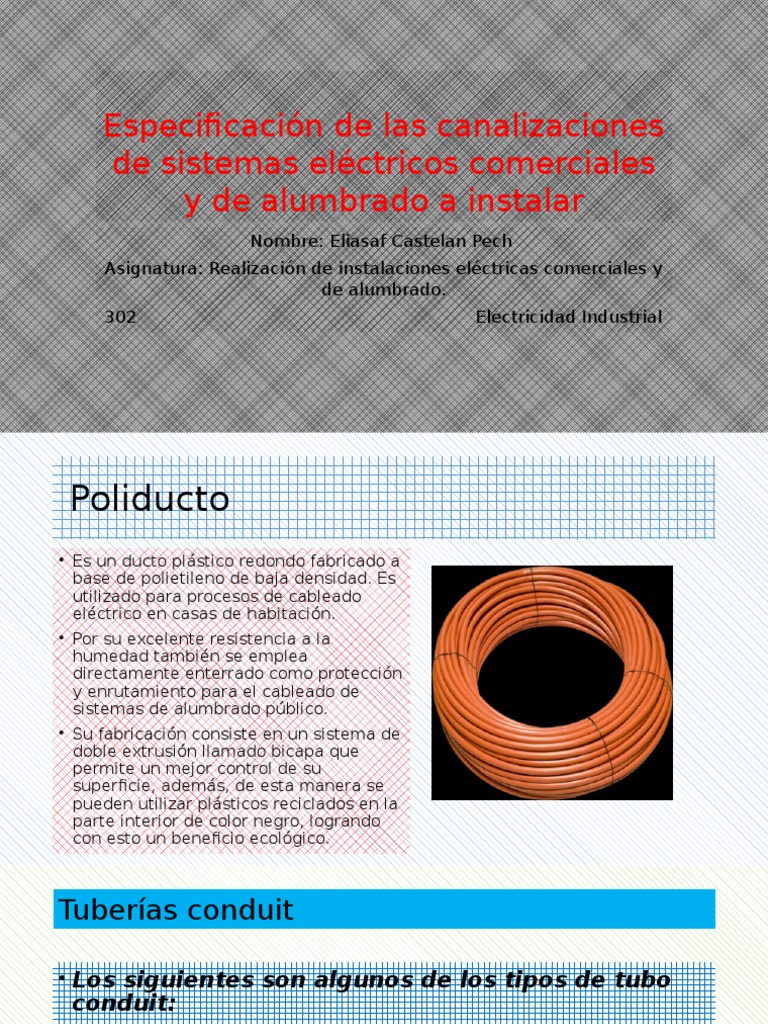Especificación de Las Canalizaciones de Sistemas Eléctricos Comerciales | PDF | Tubería ...
