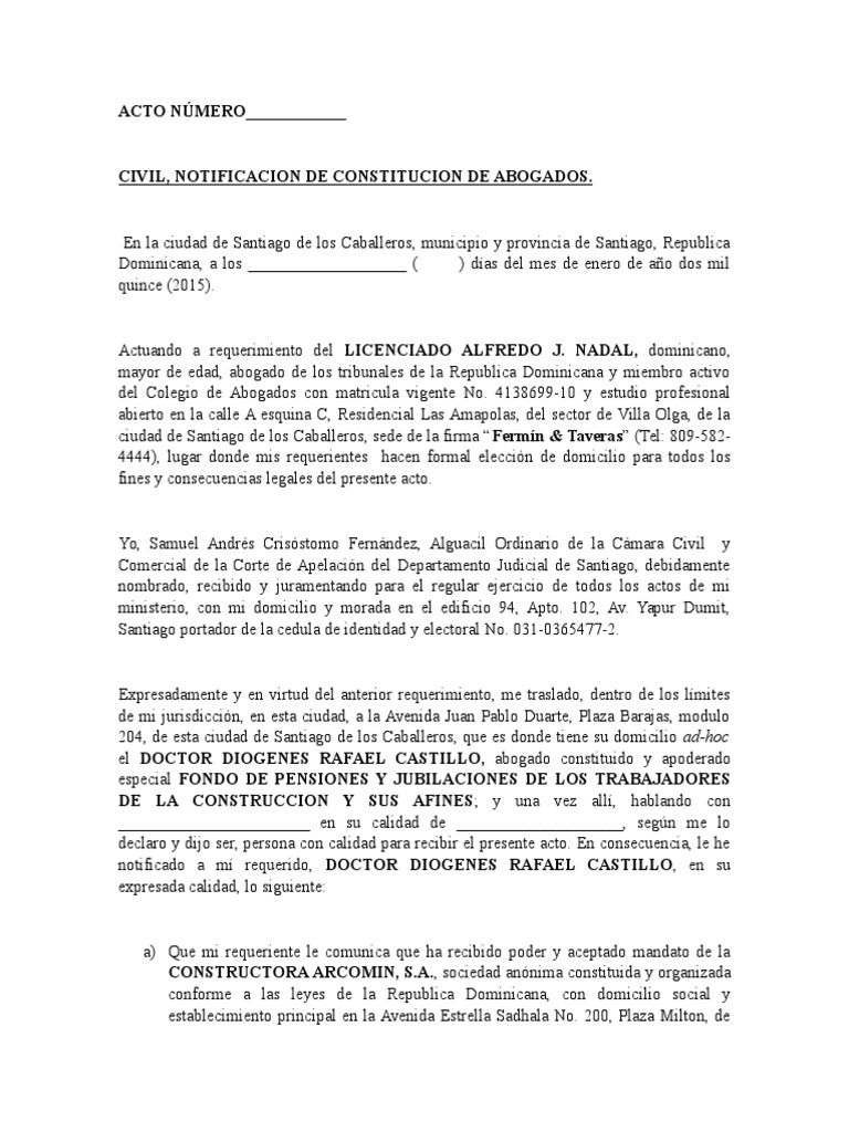 Notificación de Constitución de Abogados | PDF | República Dominicana ...