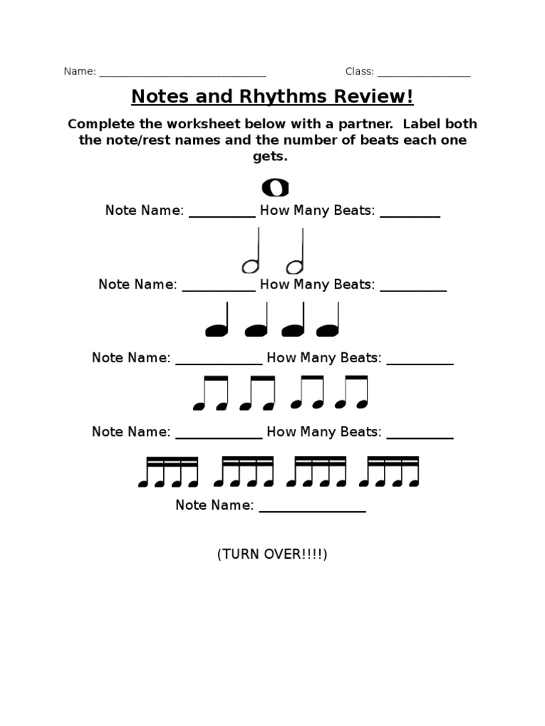 Musical Notation Study Guide: Identifying Note and Rest Names with ...