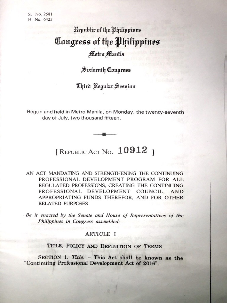 RA 10912 CPD Law | PDF