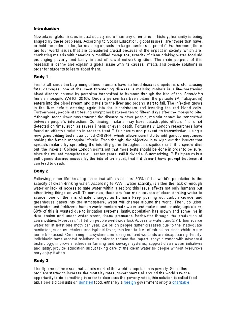 Global Issues Introduction | PDF | Malaria | Social Media