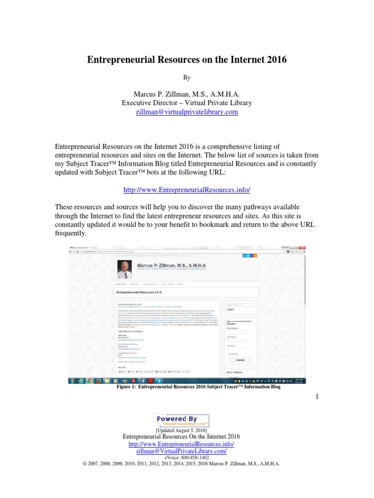Entrepreneurial Resources 2016 | PDF | Internet | Entrepreneurship