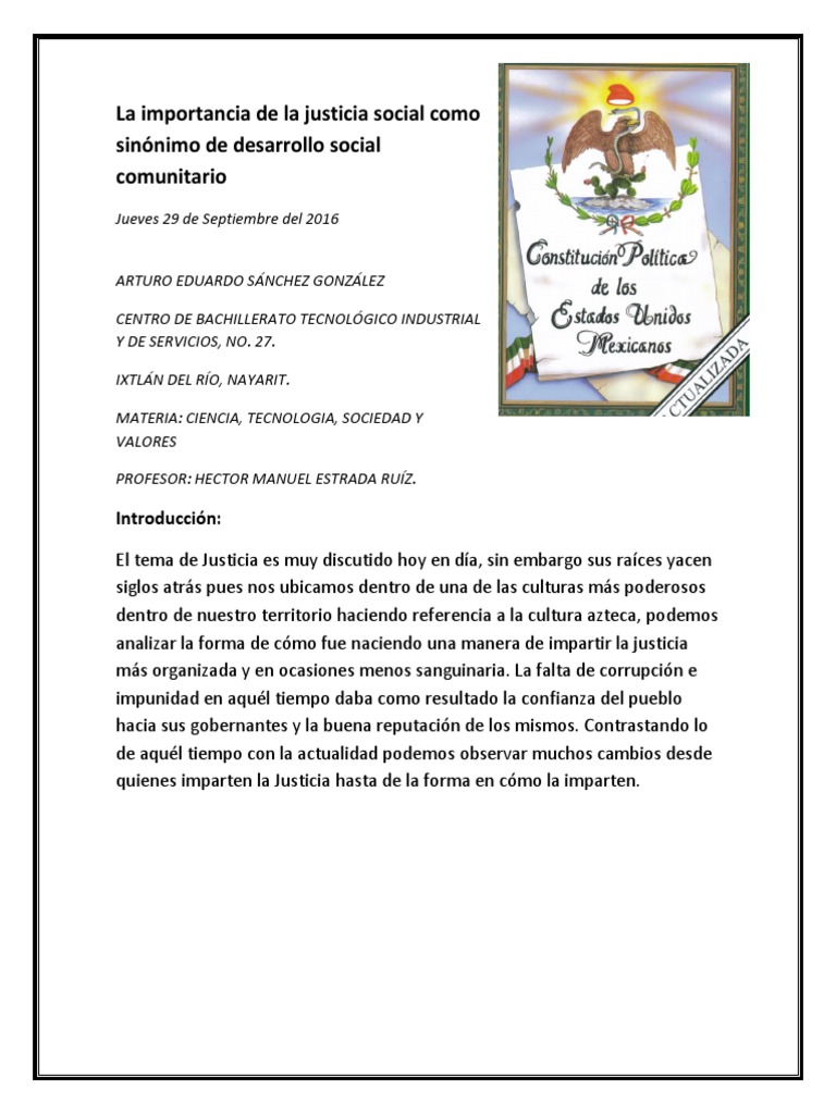 Importancia de La Justicia Social Como Sinónimo de Desarrollo Social ...
