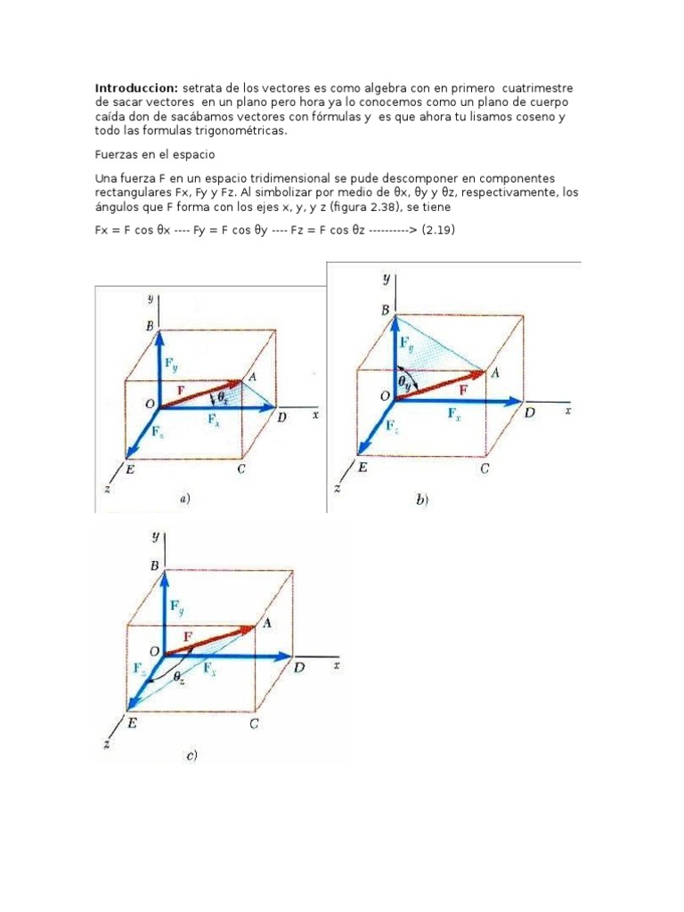 Fuerzas en El Espacio | PDF | Vector Euclidiano | Fuerza