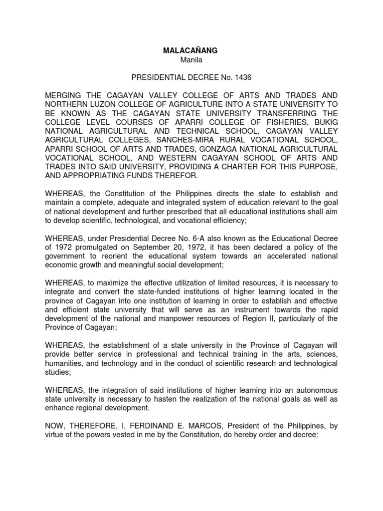 PD 1436 PDF | PDF | College | Provost (Education)