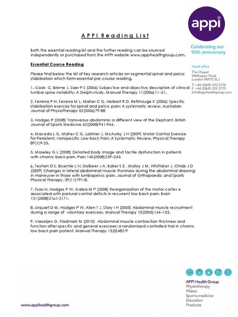 APPI - Reading List | PDF