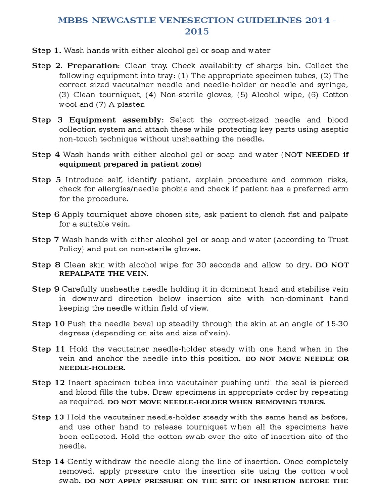 Venesection | PDF | Medicine | Clinical Medicine