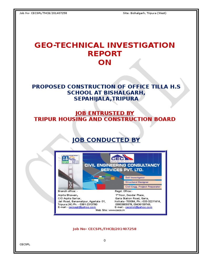 A Geotechnical Investigation Report | Geotechnical Engineering | Soil