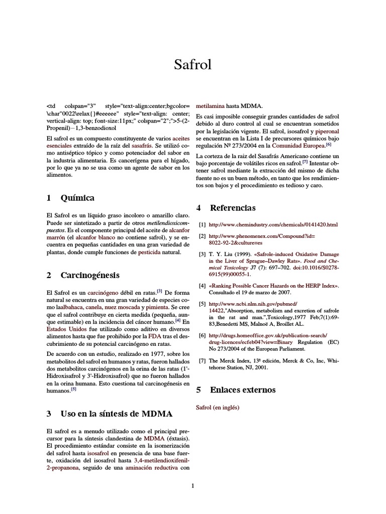 Safrol: Usos, Riesgos y Regulación | PDF | Productos quimicos | Naturaleza