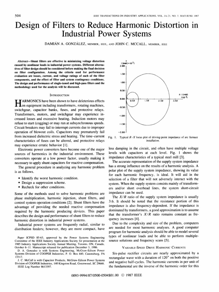 Design of Filters To Reduce Harmonic Distortion in | PDF | Electronic Filter | Capacitor