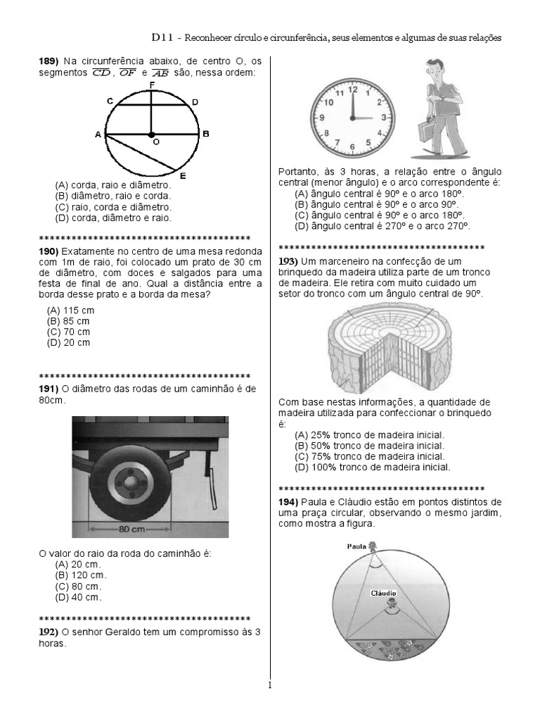 d11 - Circulo e Circunferencia | PDF | Círculo | Objetos geométricos